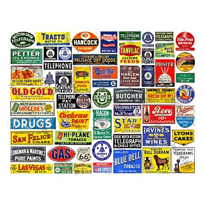 Dollhouse Miniature Sign Stickers, 56 Diorama Advertising Signs, 1 ...