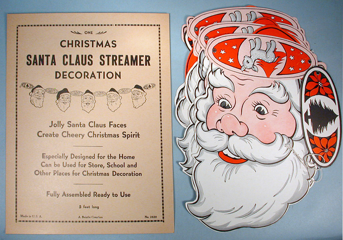 1950s Beistle Santa Claus 5 Ft. Jointed Streamer w/Glassine Envelope ...