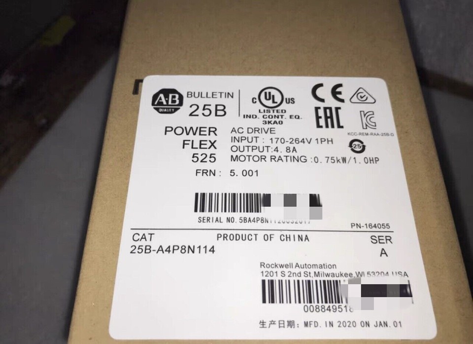Allen-Bradley 25B-A4P8N114 PowerFlex 525 0.75KW 1HP AC Drive ...