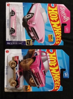 PINK HOT WHEELS - Pink 1956 CORVETTE Barbie The Movie & Pink '87 Dodge ...