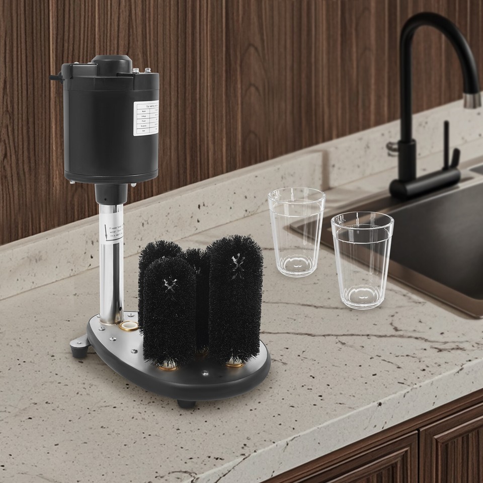 Electric Glass Washer 5-Brush Electric Commercial Wine Glass Cleaning ...