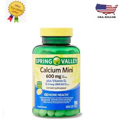 New Spring Valley Calcium Plus Vitamin D3, Dietary Supplement, 150 Mini ...