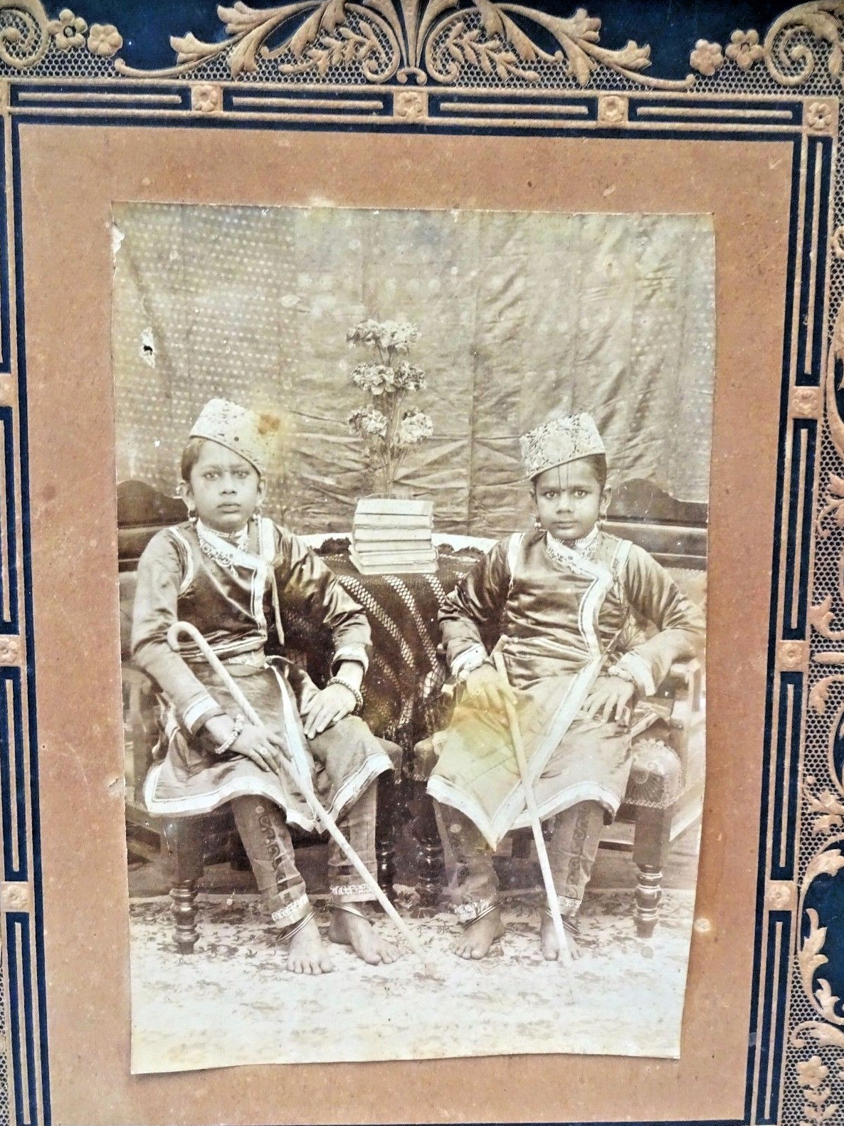 Antique Photograph Indian Royal King Young Princes Sitting On Chair ...