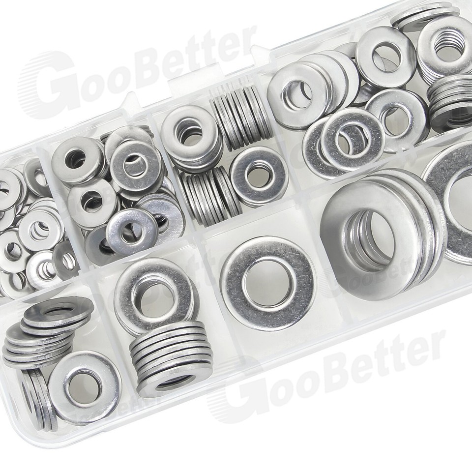 260 Pieces of 304 Stainless Steel Washers Flat Washer Assortment Set ...