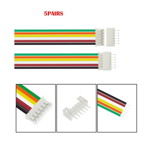 5 Pairs JST 2.0mm PH 6 Pin Connector Kit Female & Male with 150mm Cable ...