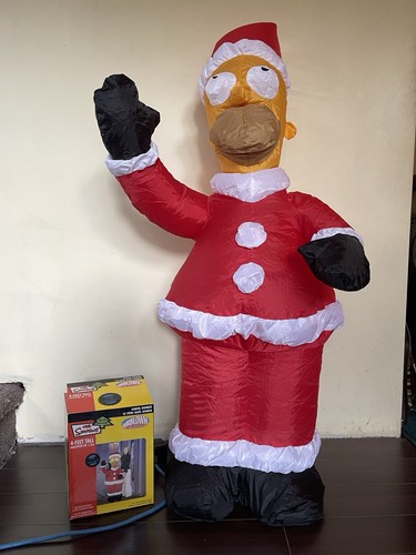 The Simpson s Air blown Inflatable Santa Homer 4ft By Gemmy 2004 Clean ...