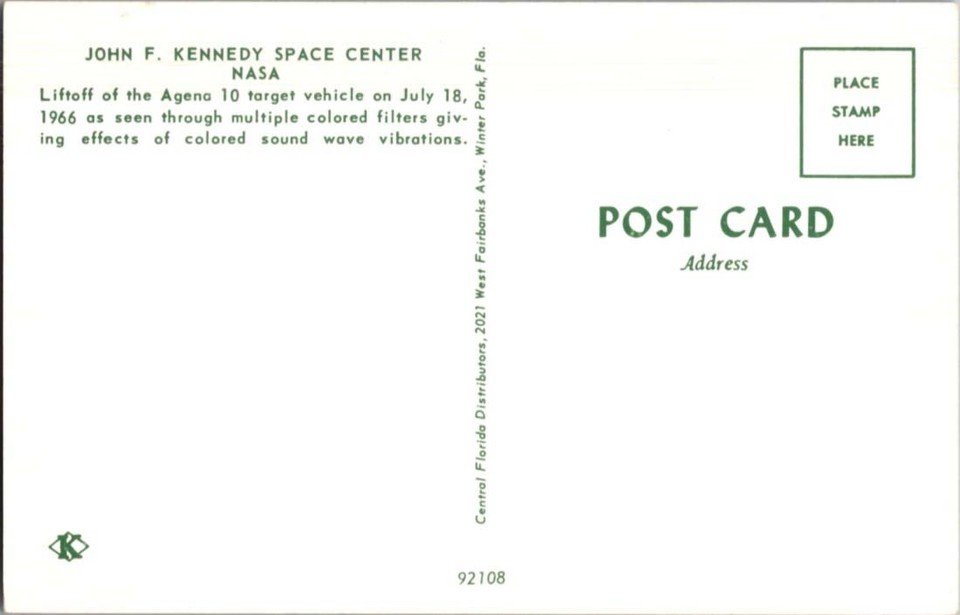 Between Titusville & Melbourne FL : NASA CARD - KENNEDY SPACE CENTER j ...