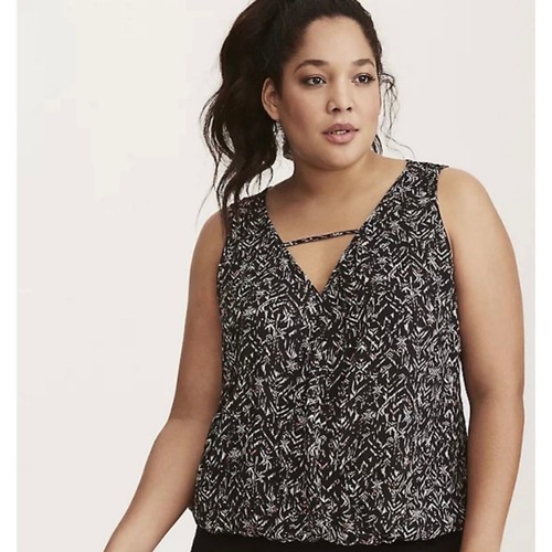 TORRID Women's Sleeveless Black Georgette Surplice Tank Plus Size 2 2X ...