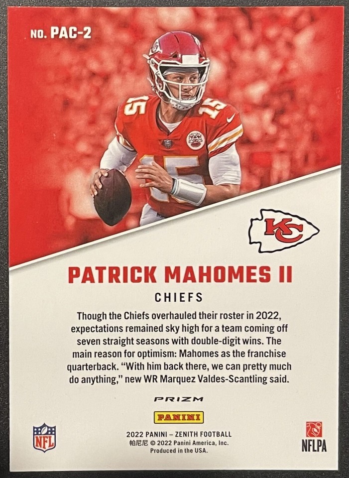 2022 PANINI ZENITH PATRICK MAHOMES, 1992 PACIFIC SILVER PRIZM SP HOBBY ...