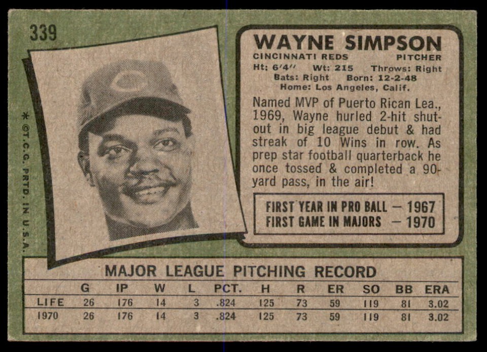 1971 Topps #339 Wayne Simpson | eBay