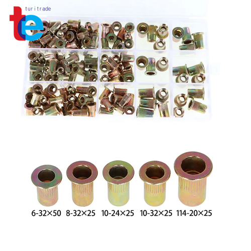 150 Pcs SAE Rivet Nut Kit Rivnut Nutsert Assort Set 1/4-20 10-32 10-24 ...