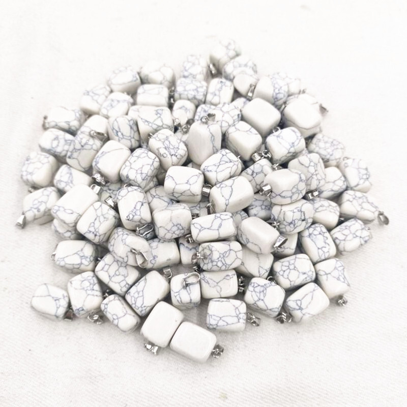 100pcs Charms Handmade Irregular White Turquoise Stone Pendant Jewelry ...