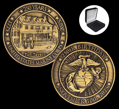 Qty TWO w/box 2025 United States Marine Corps Challenge Coin 250th ...