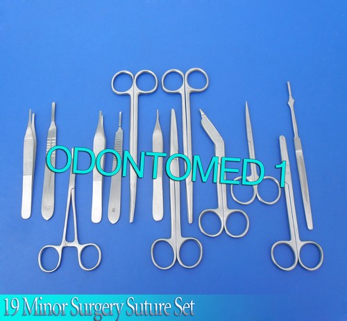 19 INSTRUMENTS MINOR SURGERY SUTURE SET KIT FORCEPS-ODM-516 | eBay