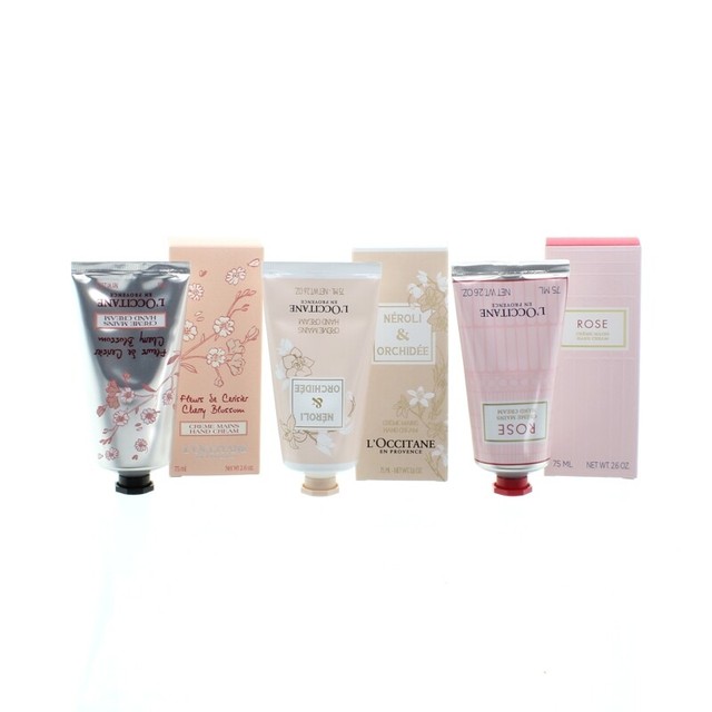 L'Occitane Pink Flowers Hand Cream Trio 3 x 75ml Floral Moisturising ...