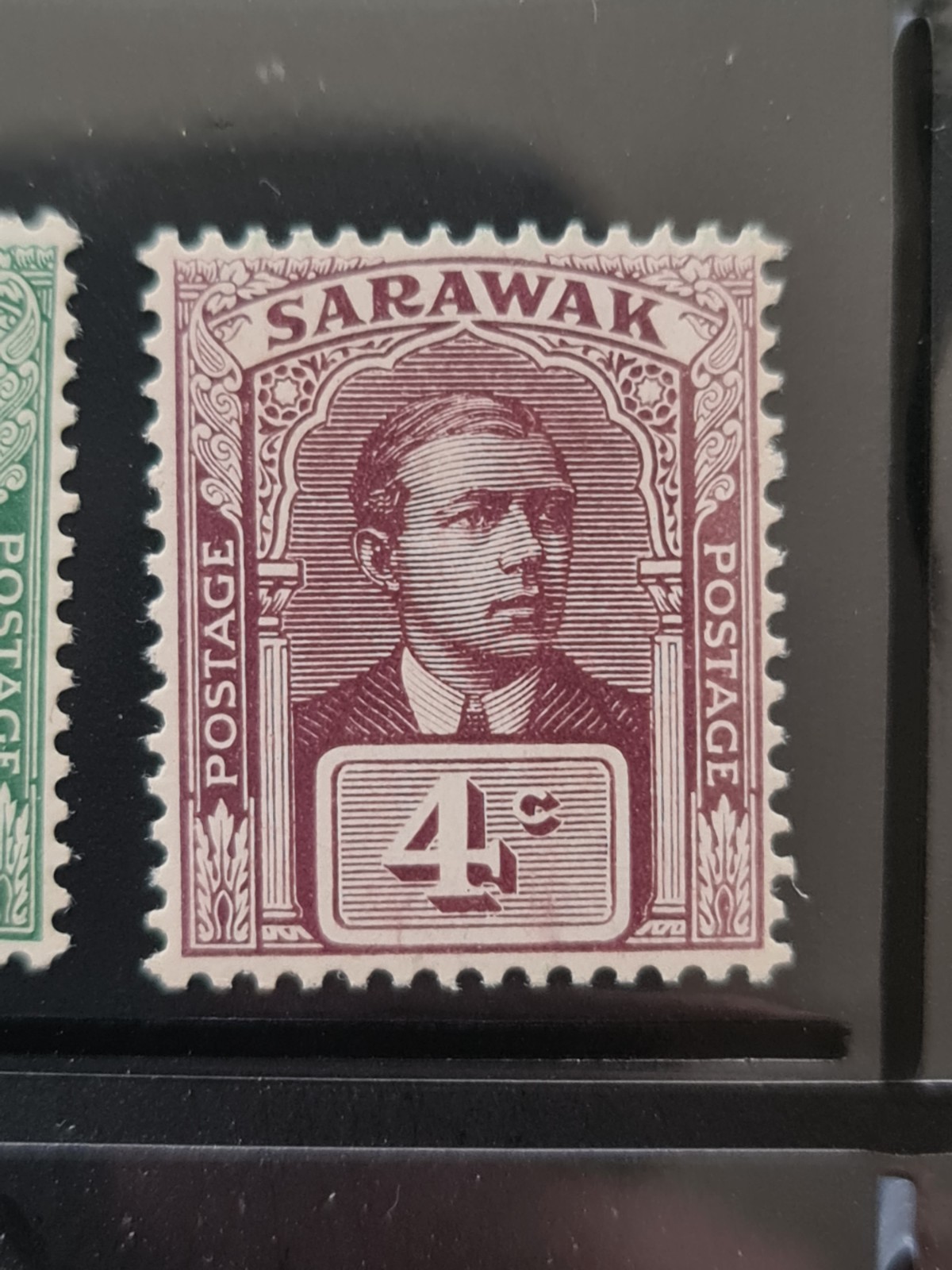 1922 mint unused SARAWAK Postage Stamp KGV Commonwealth 4c Brown Purple ...
