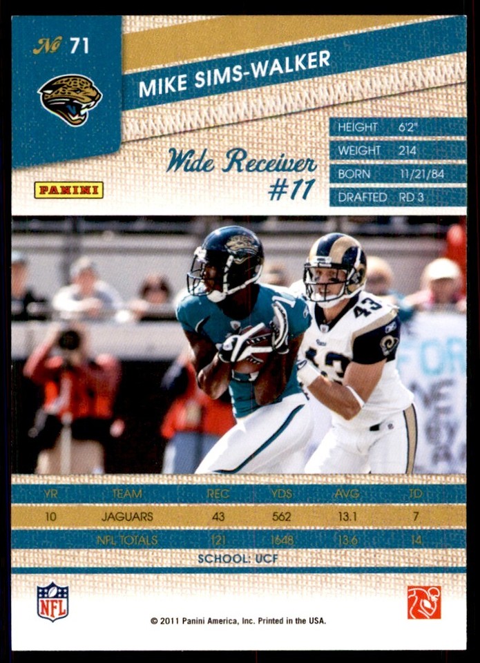 2011 Panini Threads #71 Mike Sims-Walker | eBay