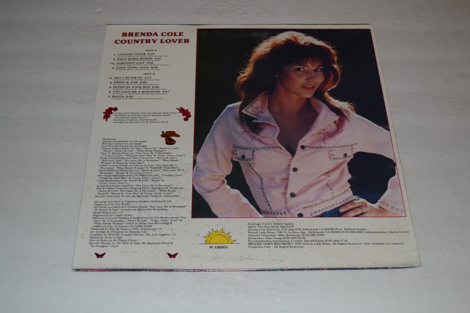 Brenda Cole~Country Lover~1987 Melody Dawn Records M 122201~FAST ...