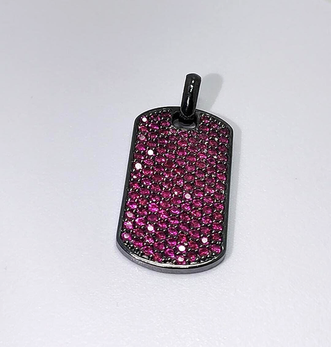 2.00 CT Round Cut Lab Created Pink Ruby Dog Tag Pendant Real 925 ...
