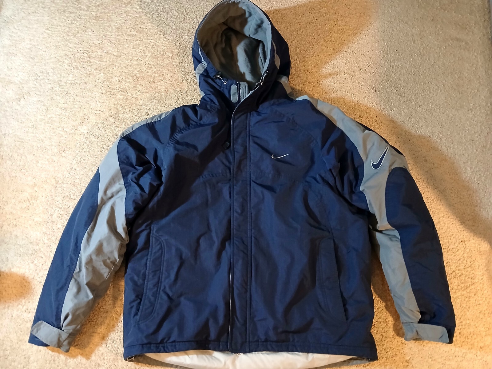 🔥 Nike Swoosh Lined Puffer Jacket Coat Size XL Gray … - Gem