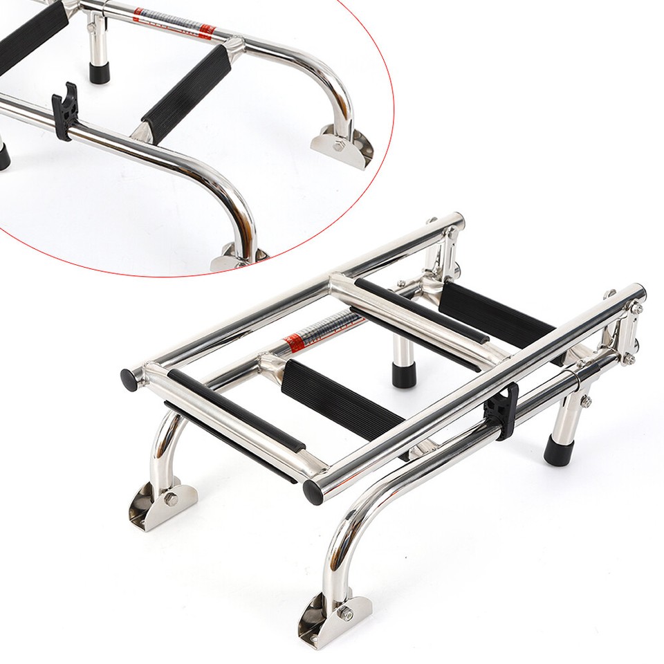 Boat Ladder 4 Steps Extension Folding Pontoon Ladder Stainless Steel | eBay