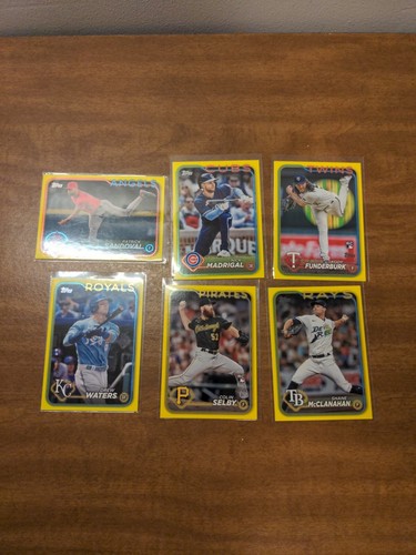 2024 Topps Series 2 Baseball Card Lot x6 Yellow Parallels Rookies, Etc ...