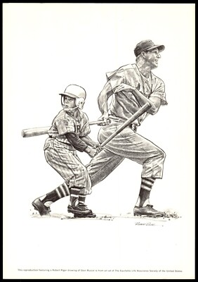Stan Musial Baseball 8" x 11" Robert Riger Equitable Life Assurance ...
