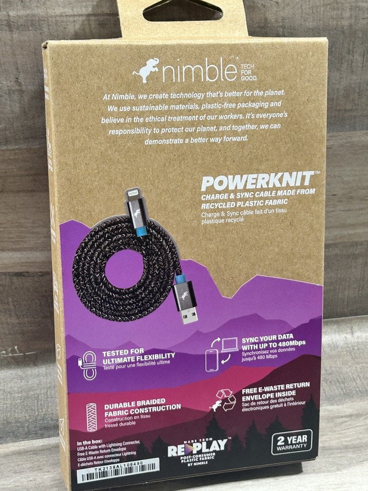 Nimble PowerKnit Durable Nylon USB-A to iPhone Charging Cable (3.3 ft ...