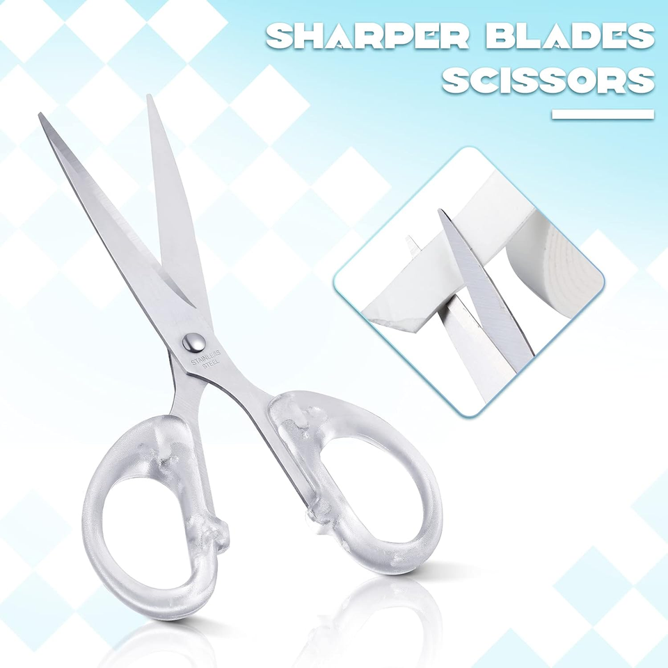 3 Pieces 6.3 Inches Acrylic Scissors Clear Silver Scissors Fabric ...