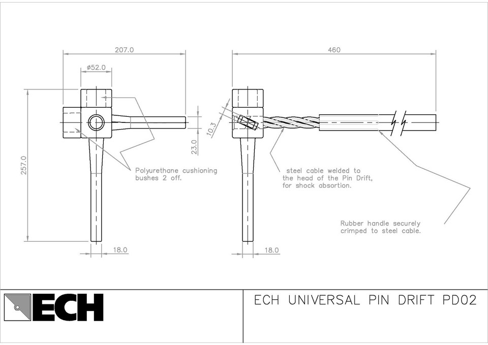 UNIVERSAL BUCKET TOOTH PIN REMOVAL TOOL LARGE PD02 FOR ROUND AND ...