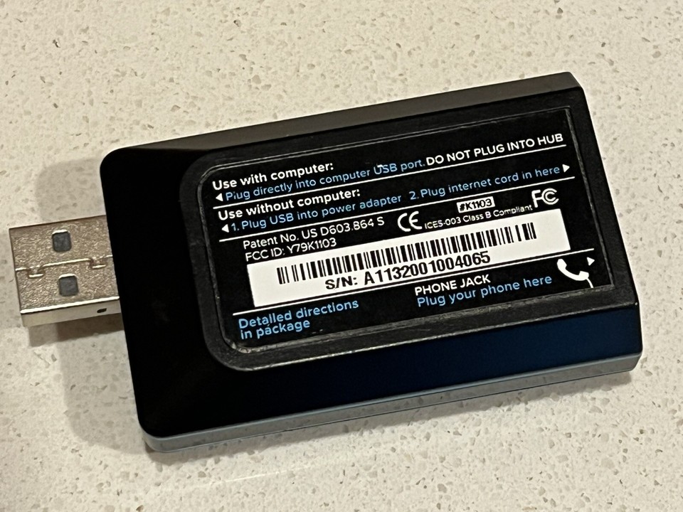 Magic Jack Go K1103 VOIP Phone Adapter Digital Phone Service w Wall ...