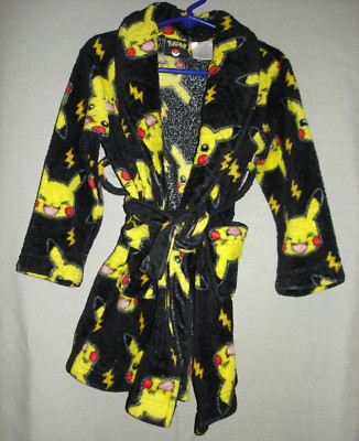 Nintendo Pokemon Pikachu Boys Bath Robe Size 4-5 Long Sleeve Black | eBay