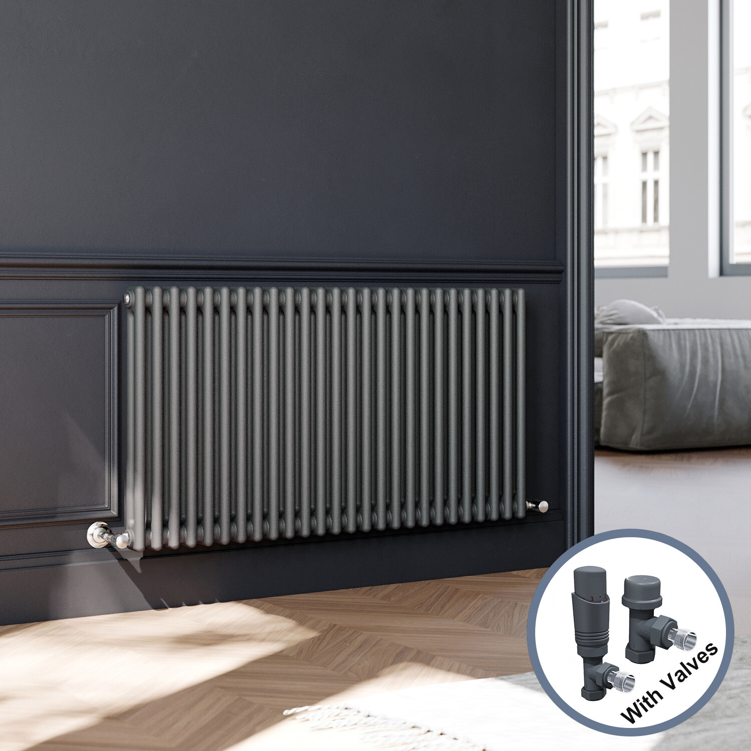 Cast Iron Radiator Traditional Double 2 Column Grey Rads 600x1190 With ...