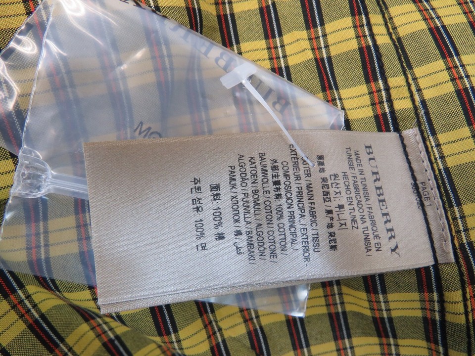 NWT BURBERRY CHESTER MUSTARD YELLOW BLACK CHECK COTTON LOGO LONG SLEEVE ...