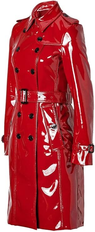 Women Trench Vinyl Shiny Gothic Long PVC Emo Top quality Faux Leather ...