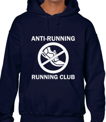 ANTI-RUNNING RUNNING CLUB HOODY HOODIE FUNNY JOKE LAZY DESIGN GIFT ...