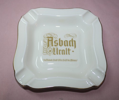 VTG. ADVERTISING ASHTRAY ASBACH URALT BRANDY WINE H & CO. SELB BAVARIA ...