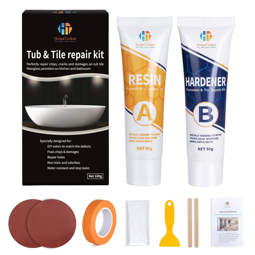 Porcelain Repair Kit White, Fiberglass Tub Repair Kit for Acrylic ...