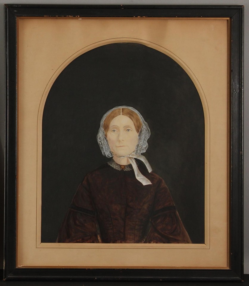 Antique c1821 American Folk Art Quaker Marriage Portrait Watercolor ...