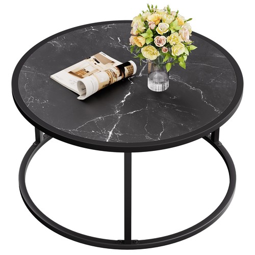 Black Coffee Table Round Marble CoffeeTables for Living Room Modern ...