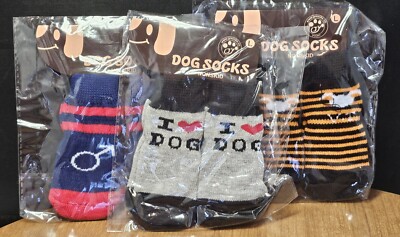 DOG SOCKS NONSKID ~ 3 Sets L Pug Maltese Size NON SLIP New Joy pet 12 ...
