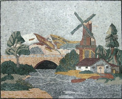 Windmill Landscape Decor Wall Home Tile Marble Mosaic | eBay