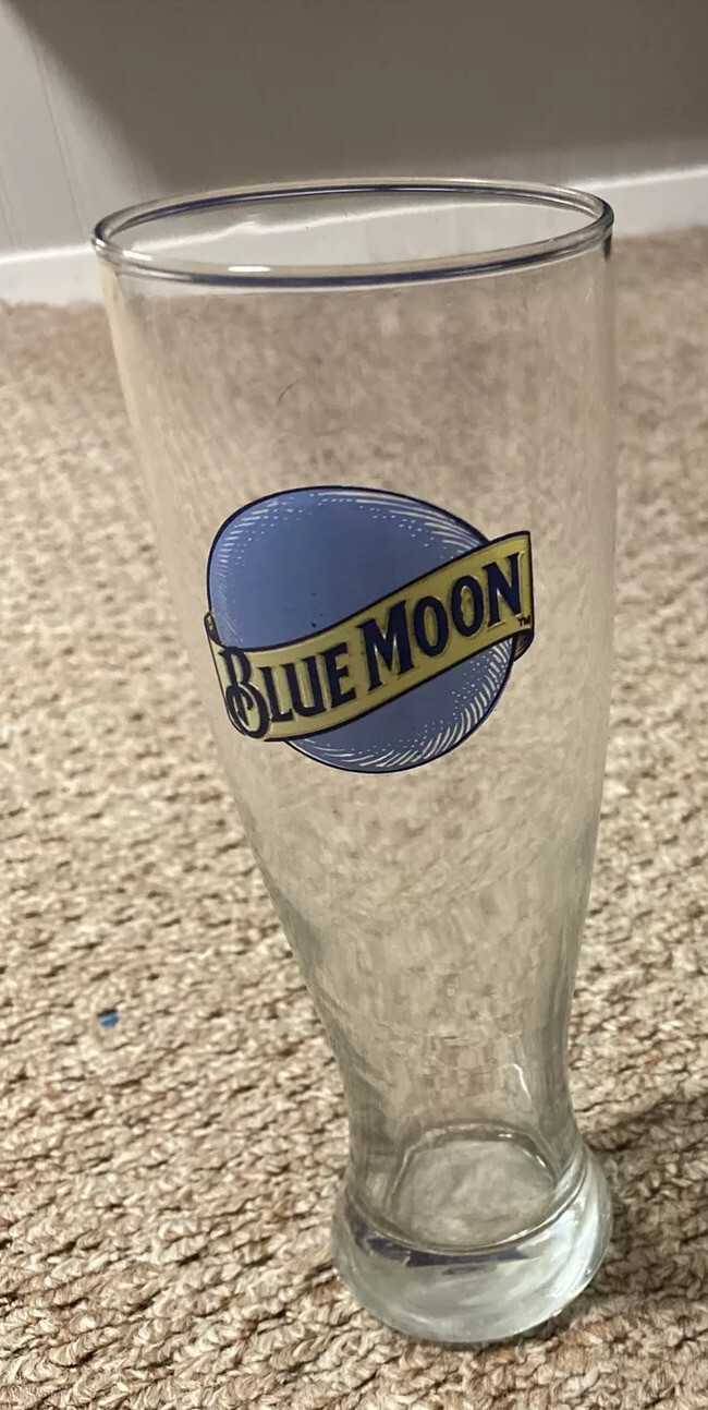 BLUE MOON 16 Oz Pilsner Beer Ale Pint Bar Glass 8” Tall | eBay