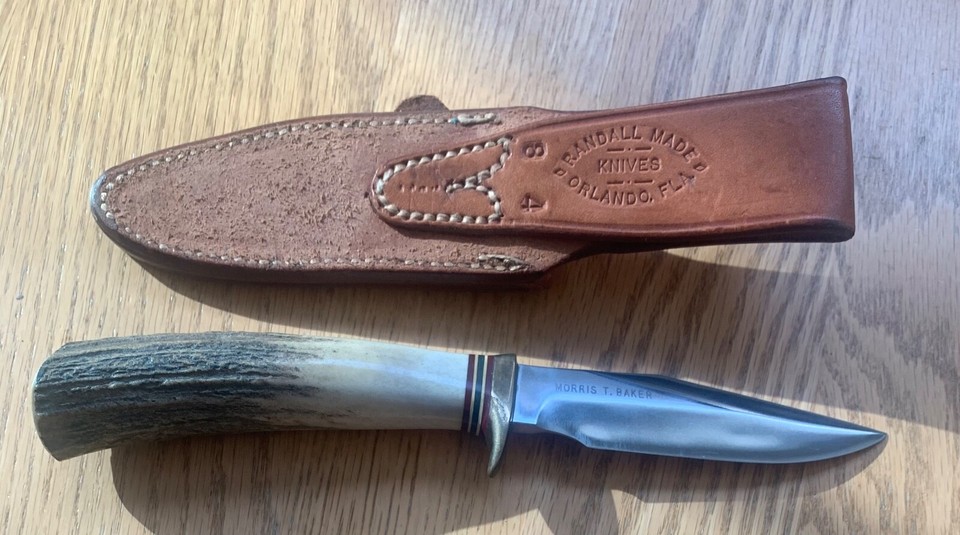 VINTAGE STAG RANDALL MODEL #8- 4" SS KNIFE W/ ROUGHBACK SHEATH LIGHTLY ...