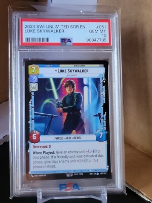 PSA 10 LUKE SKYWALKER 51 SPARK OF REBELLION LEGENDARY STAR WARS UNLIMITED | eBay