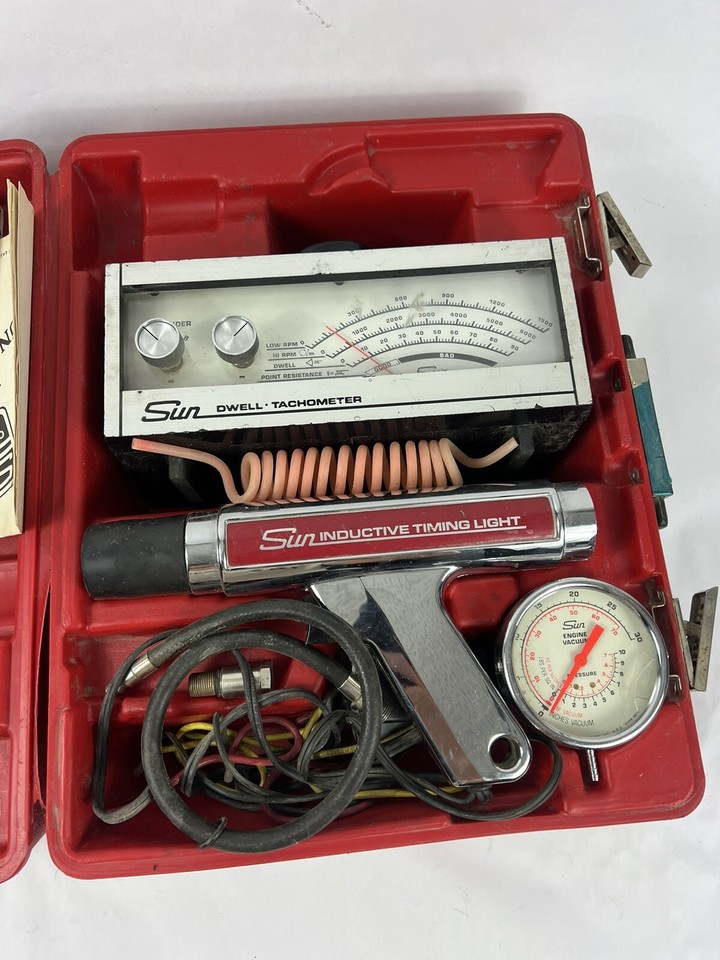 Vintage Sun Tune Up Testing Equipment Dwell Tachometer Timing Light ...