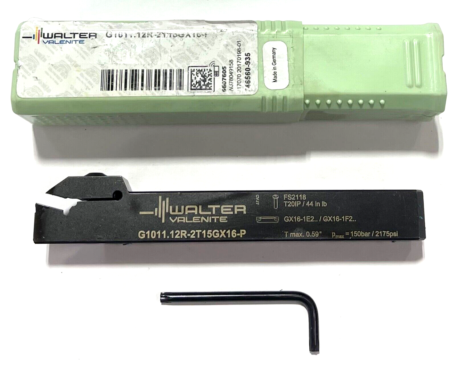 Walter Valenite G1011.12R-2T15GX16-P Shank Tool Indexable Radius Holder ...