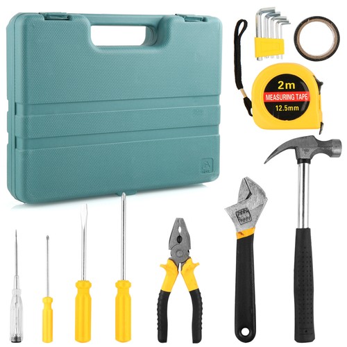 16X DIY Household Hand Tool Kit Set Home With Organiser Basic Tools Box ...
