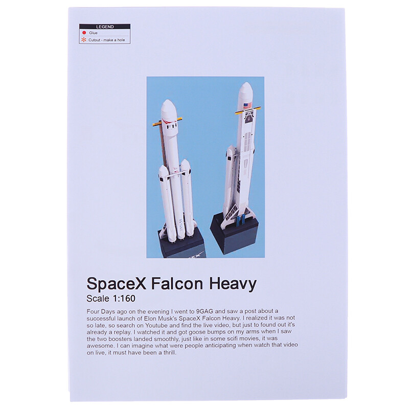 42cm 1:160 SpaceX Falcon Heavy-duty Rocket 3D Paper Model DIY Spa CRAUJ ...