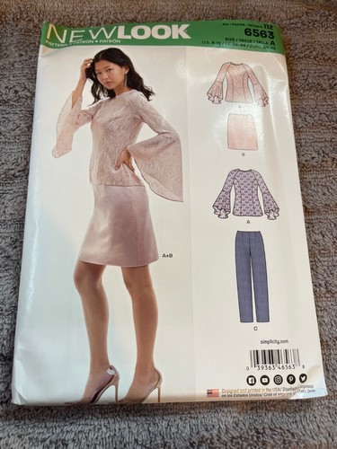 New Look Pattern 6563 Miss Top w/Flowy Sleeves~Pencil Skirt~Taper Leg ...